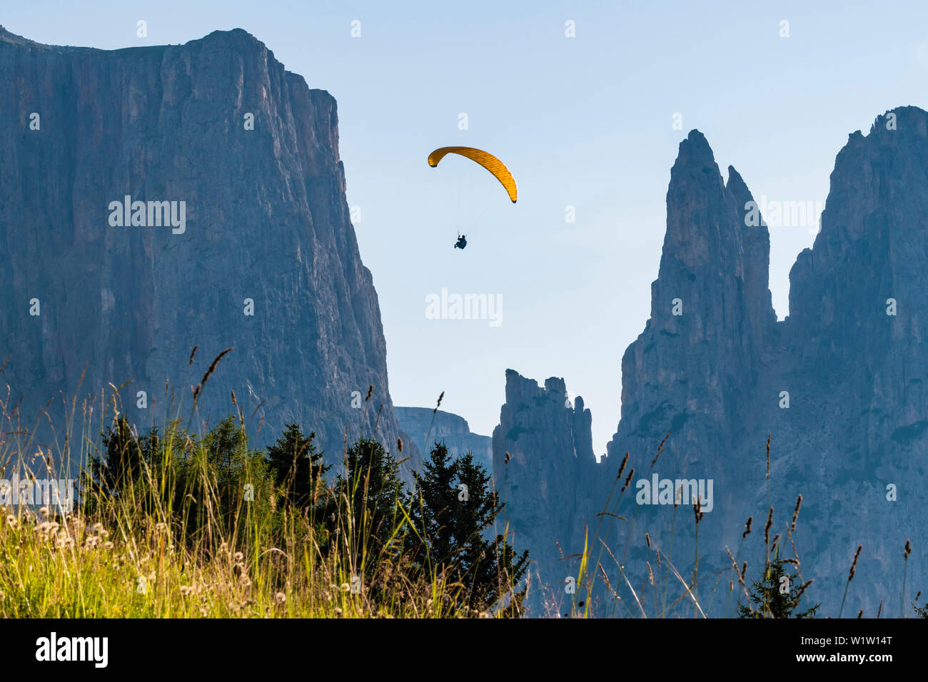Alpine panorama with paraglider hi-res stock photography and images - Alamy