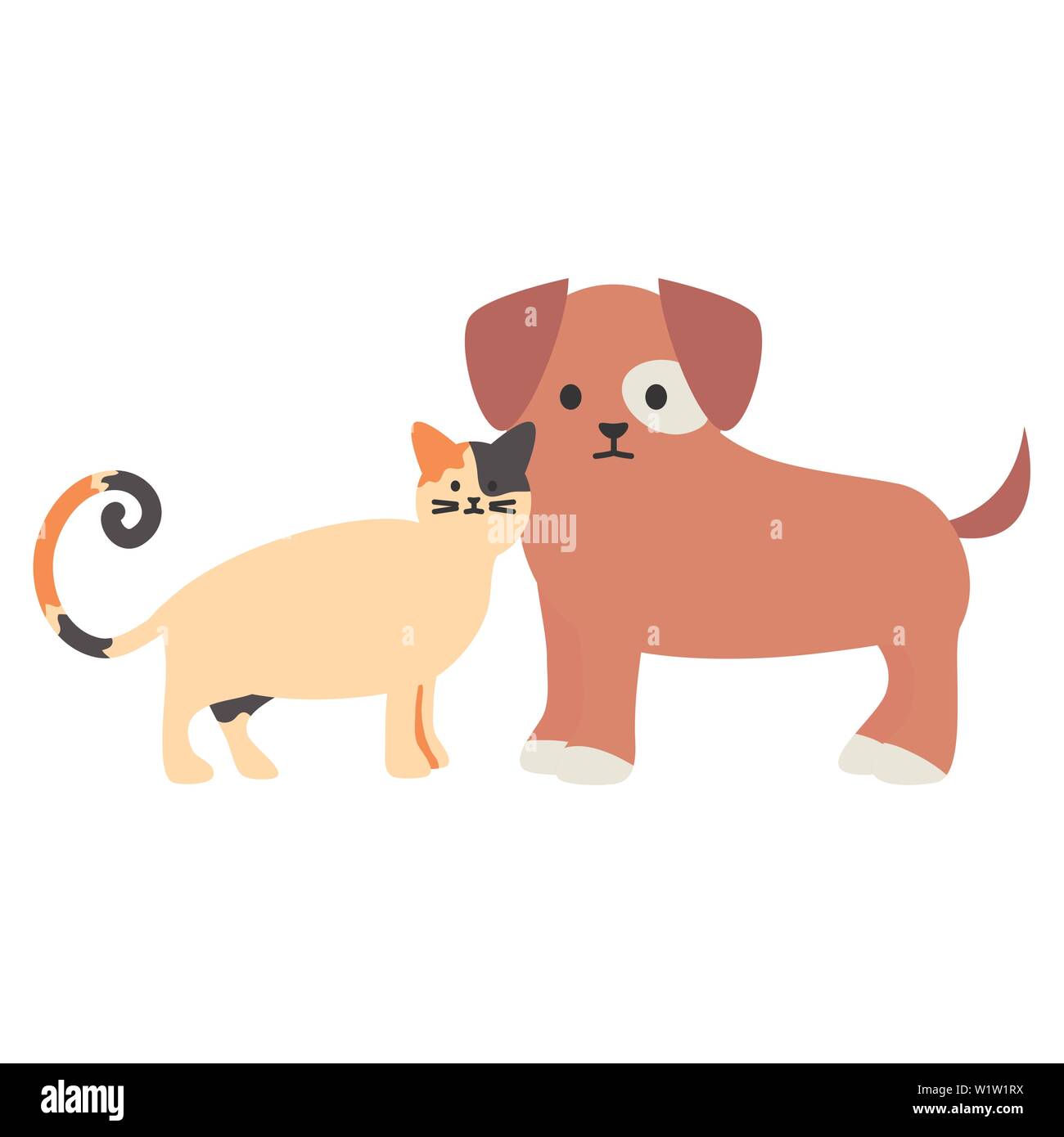 cute cat and dog mascots adorables characters vector illustration ...
