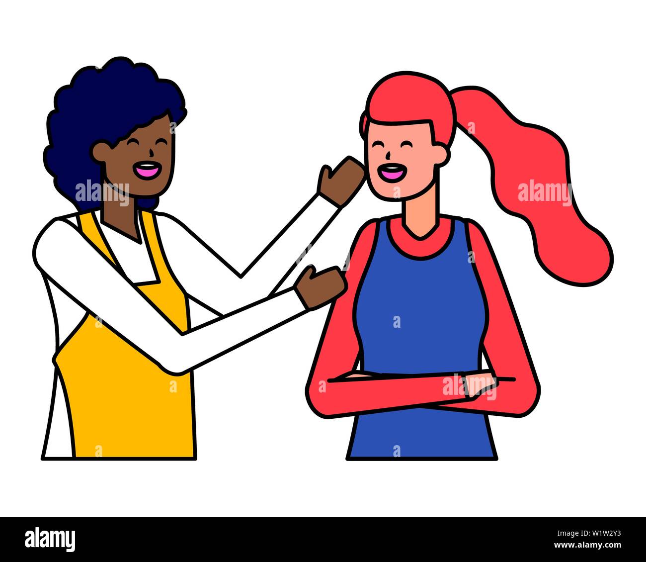 two women characters portrait on white background Stock Vector Image ...