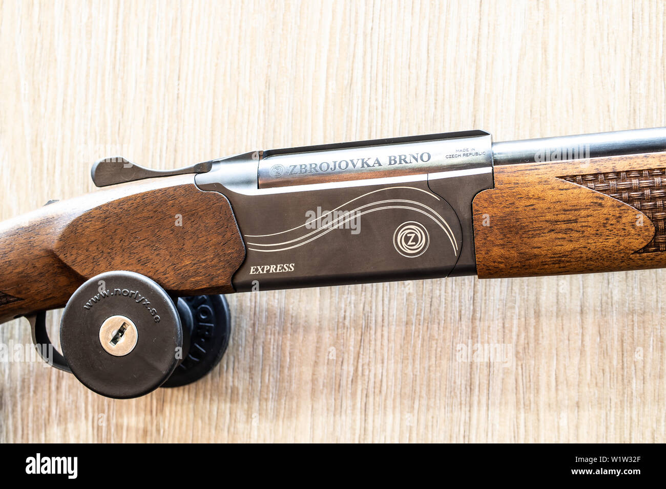 Poznan, Poland, Feb 2019 firearm CZ Ceska Zbrojovka CZUB, semi ...