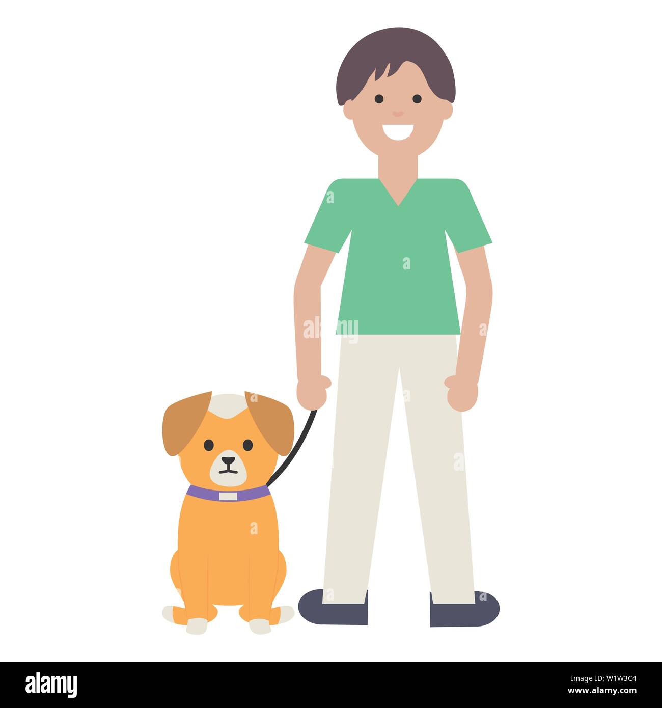 young man with little dog adorable mascot vector illustration design ...