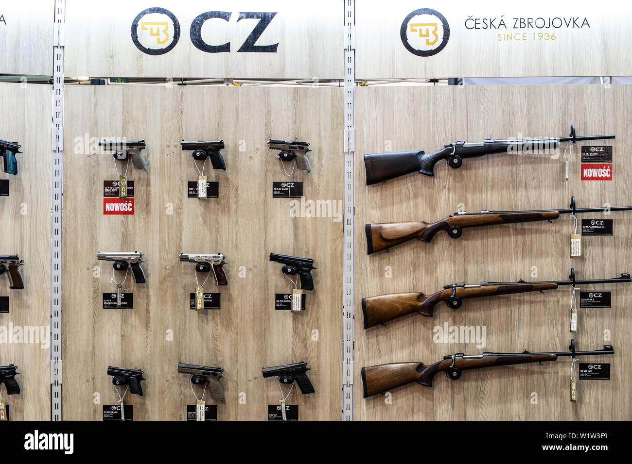 Poznan, Poland, Feb 2019 firearm CZ Ceska Zbrojovka CZUB, semi ...