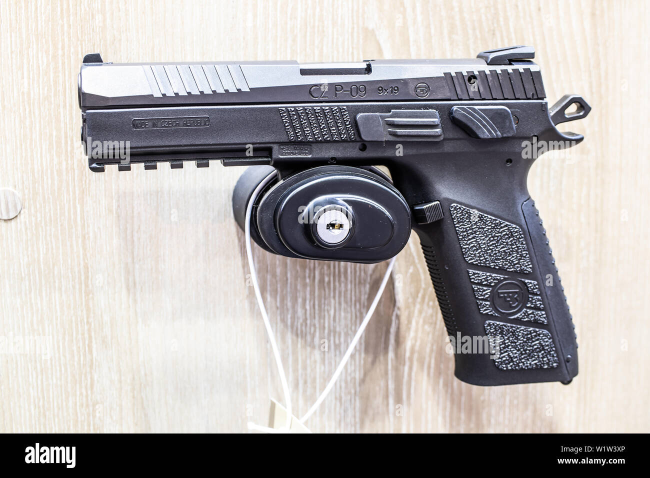 Poznan, Poland, Feb 2019 CZ semi-automatic pistol made by Czech firearm ...