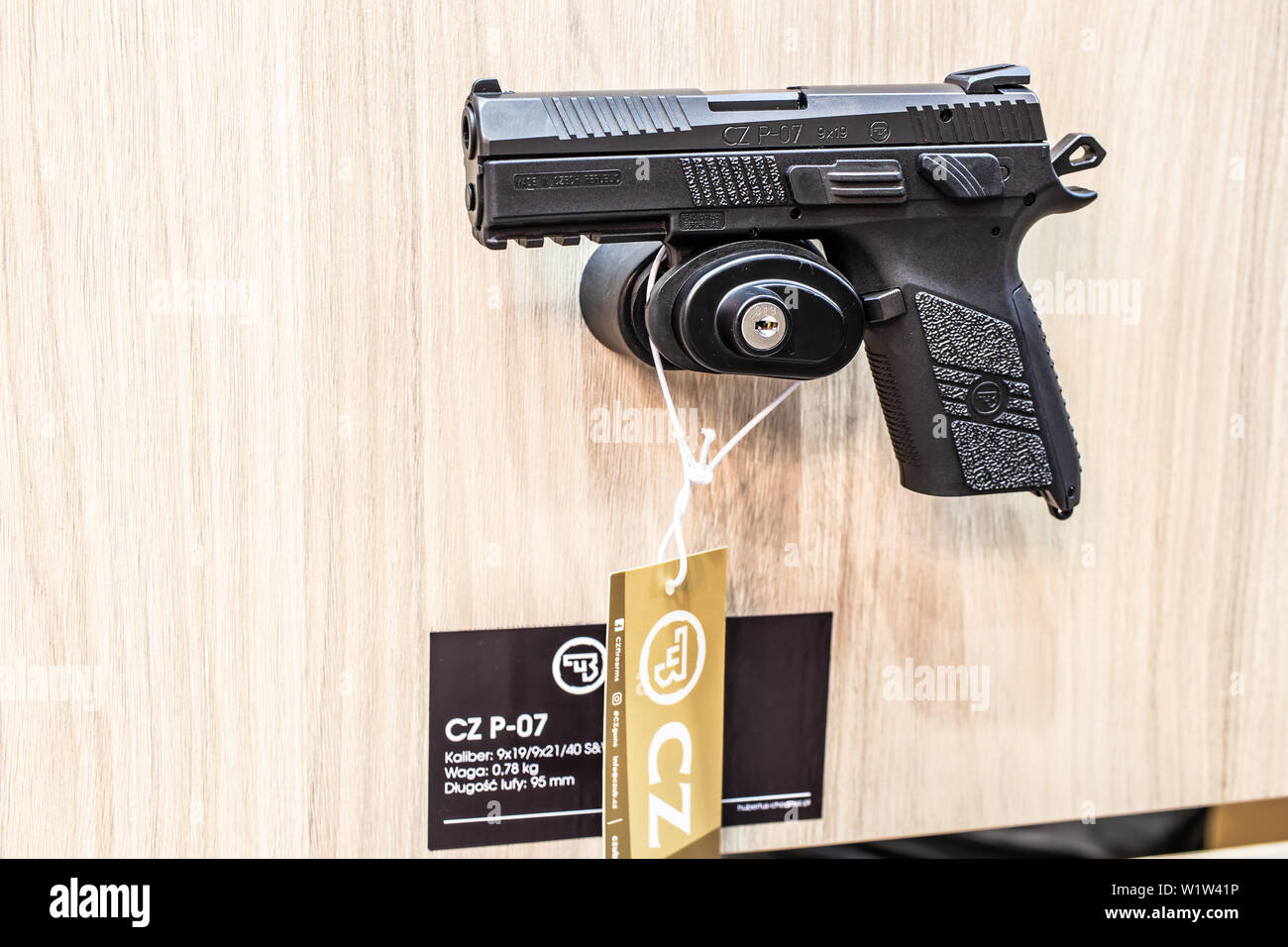 Poznan, Poland, Feb 2019 CZ semi-automatic pistol made by Czech firearm ...