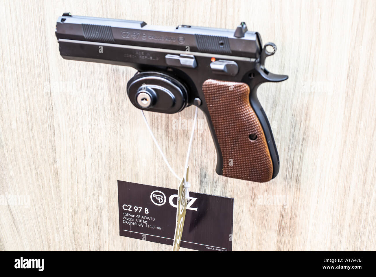 Poznan, Poland, Feb 2019 CZ semi-automatic pistol made by Czech firearm ...