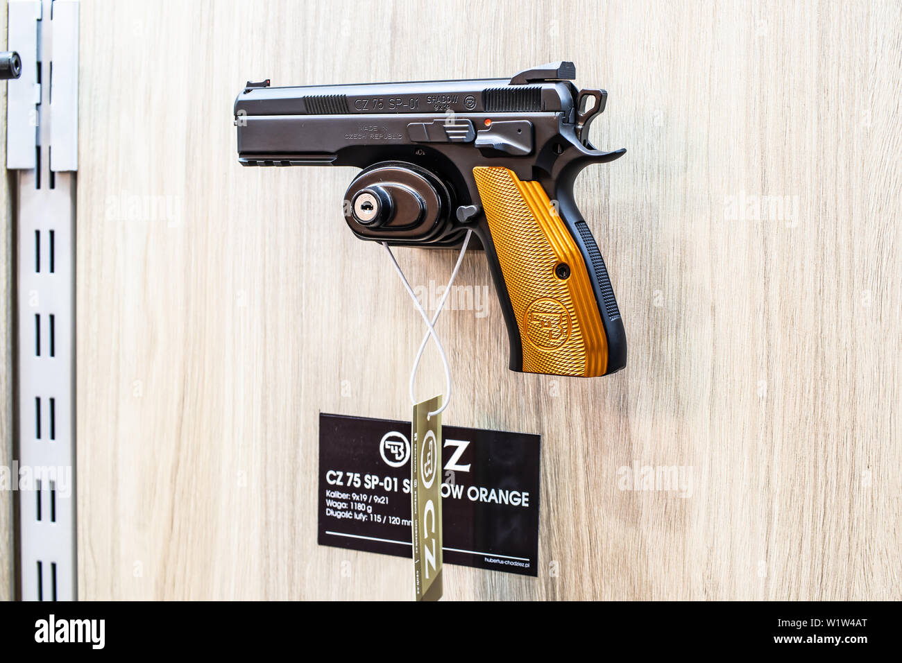 Poznan, Poland, Feb 2019 CZ semi-automatic pistol made by Czech firearm ...