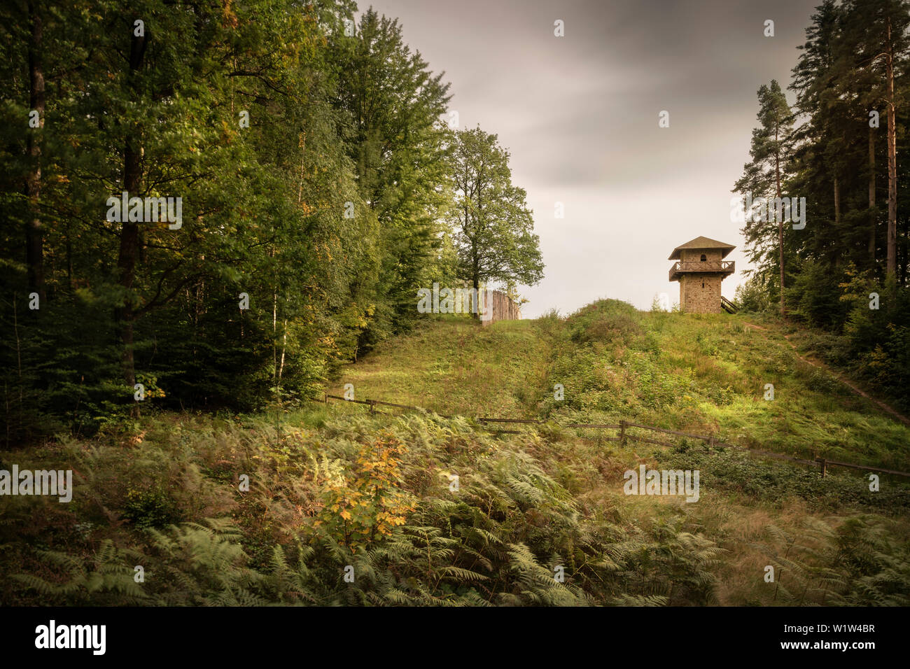reconstruction of Roman watch tower with palisade, bank and ditch ...
