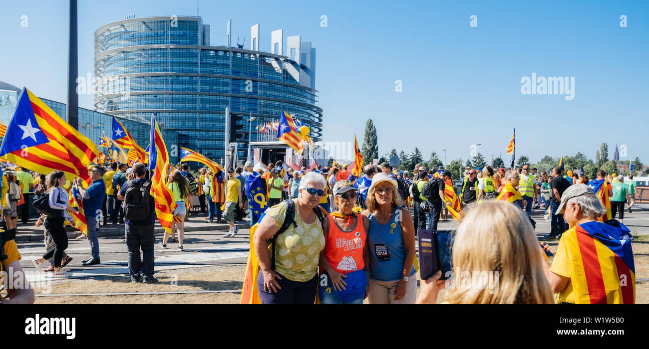 Strasbourg, France - Jul 2 2019: Senior women wearing Estelada Catalan ...