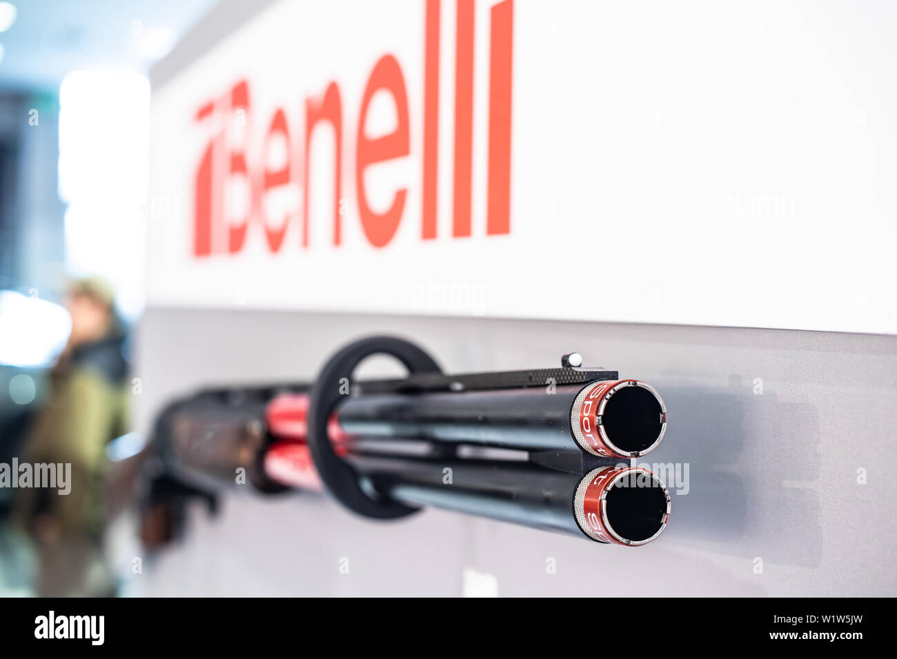 Poznan, Poland, Feb 2019 Benelli shotguns, manufactured by Italian ...
