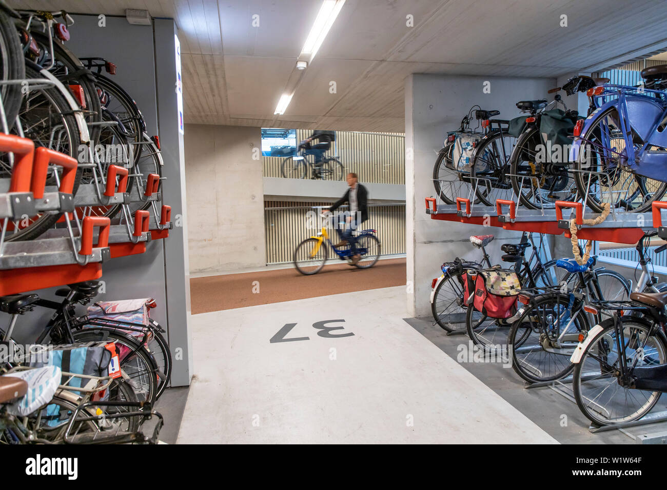 Bike parking garage in Utrecht, The Netherlands, with over 13,000 ...