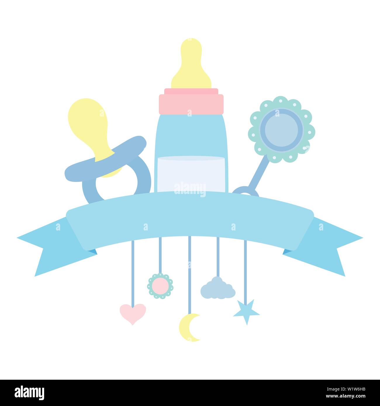 baby bottle milk with accessories icons vector illustration design ...