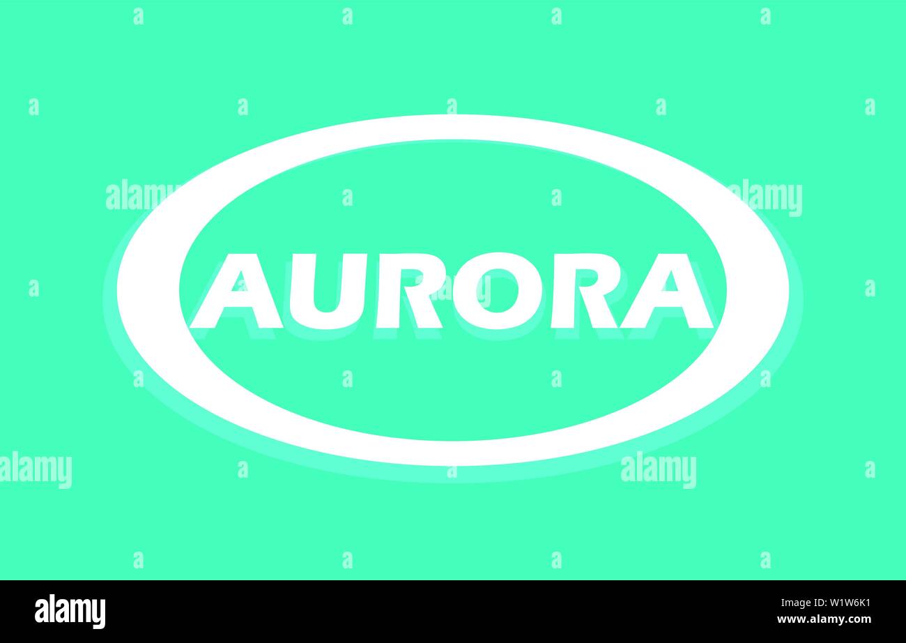 Aurora, white round emblem for travel or clothing store and any ...