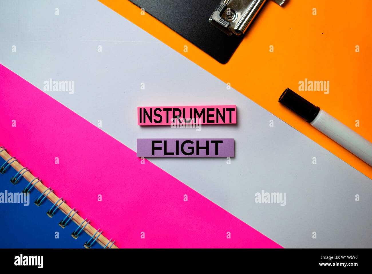 Instrument Flight text on sticky notes with color office desk concept ...