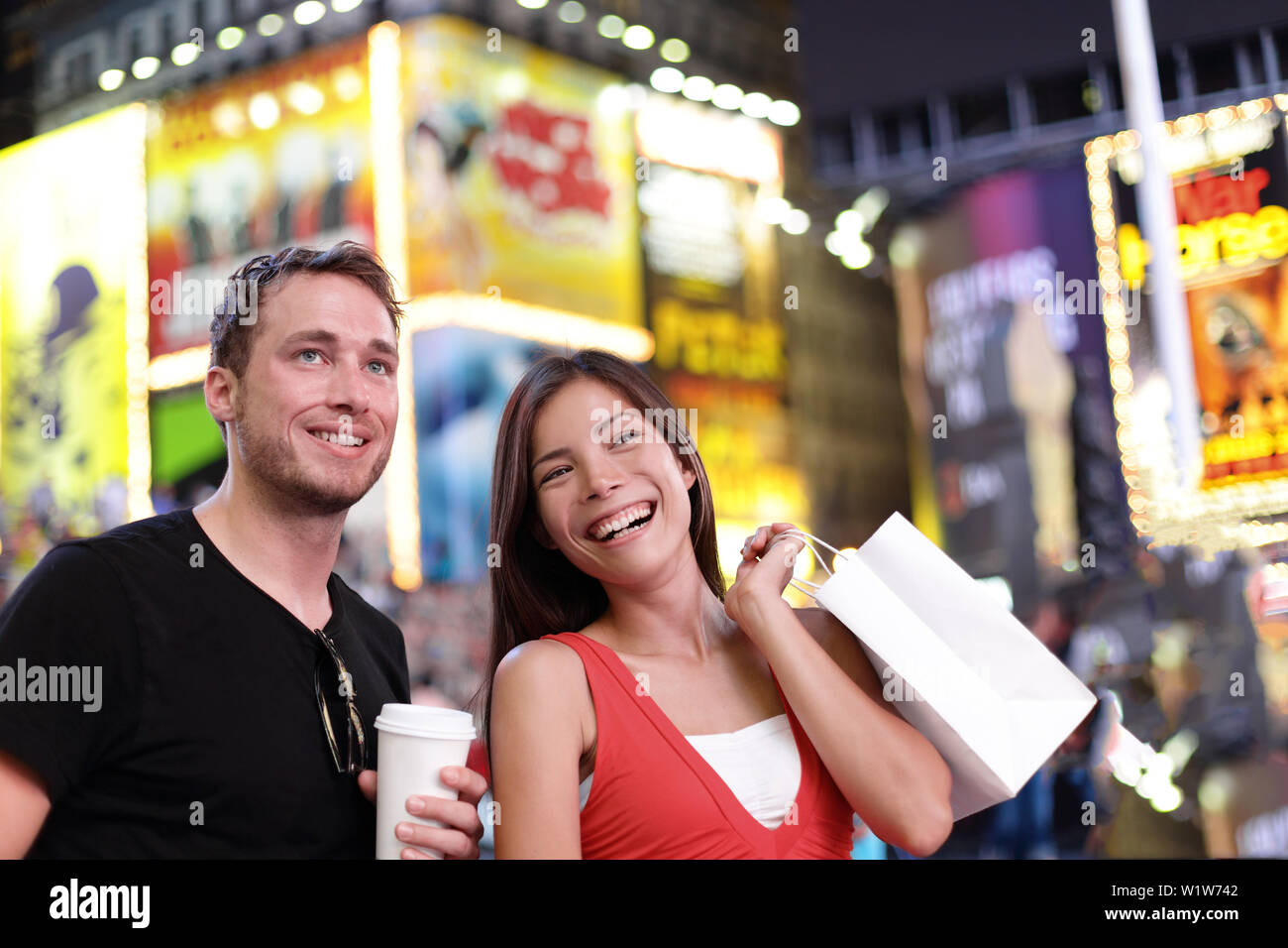 Times square tourist girl hi-res stock photography and images - Alamy