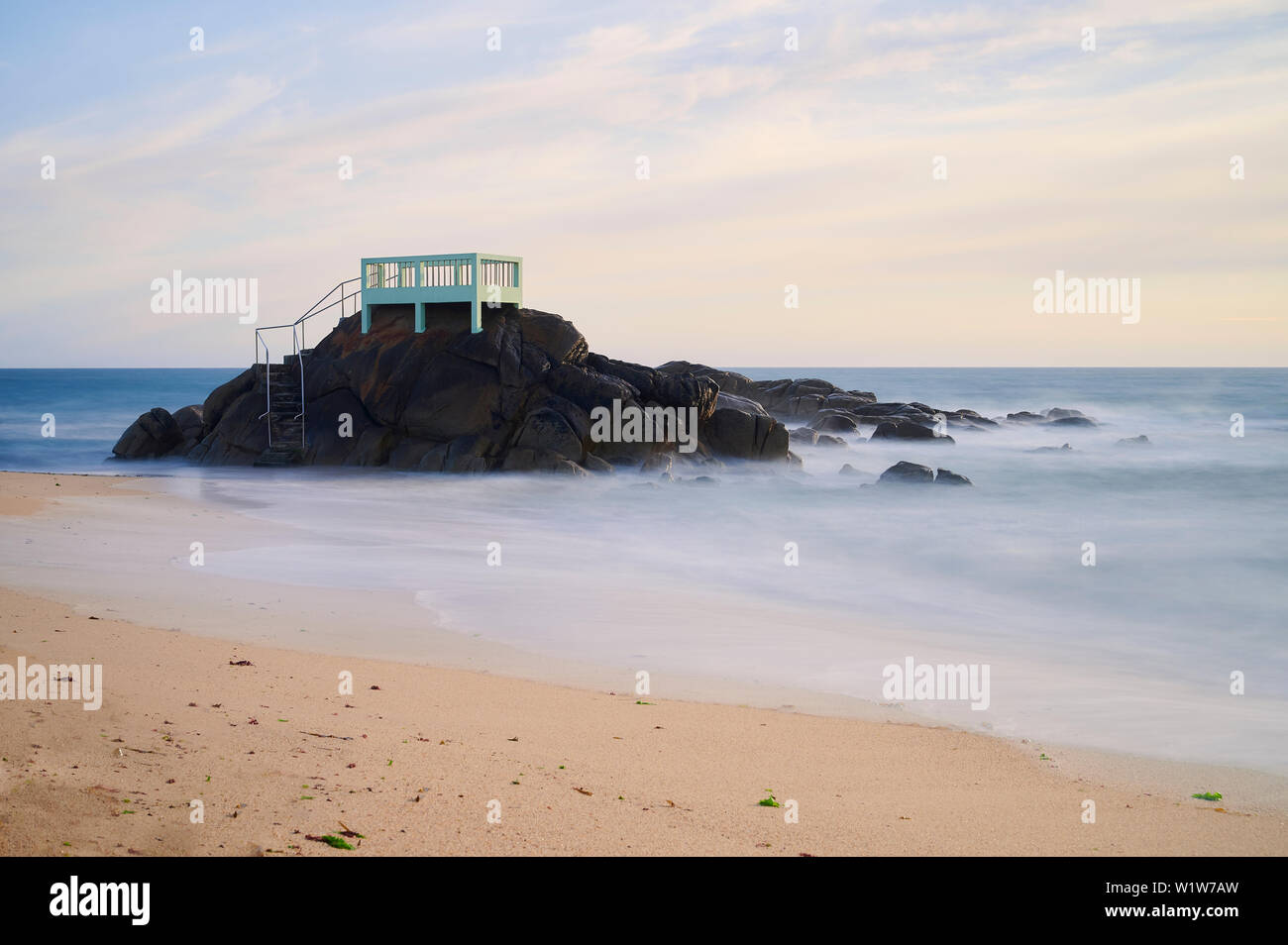 View point or gazebo over the rocks on a beach in Vila do Conde ...