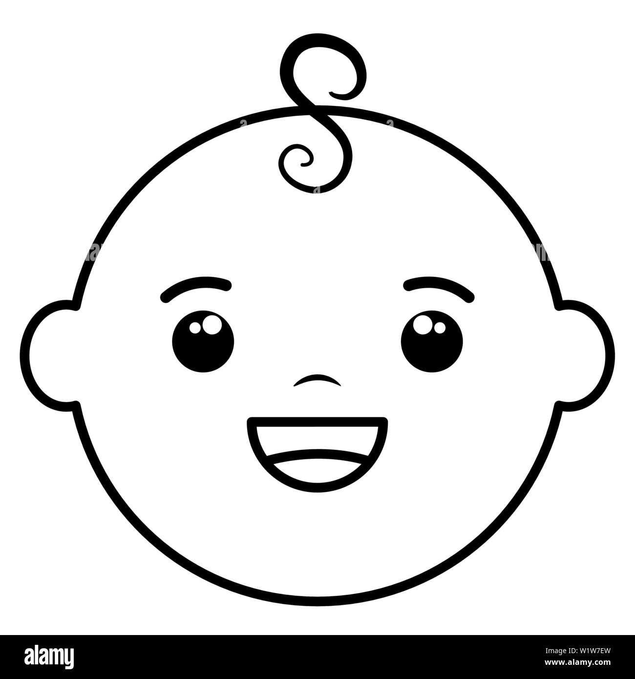 cute little baby boy head character vector illustration design Stock ...