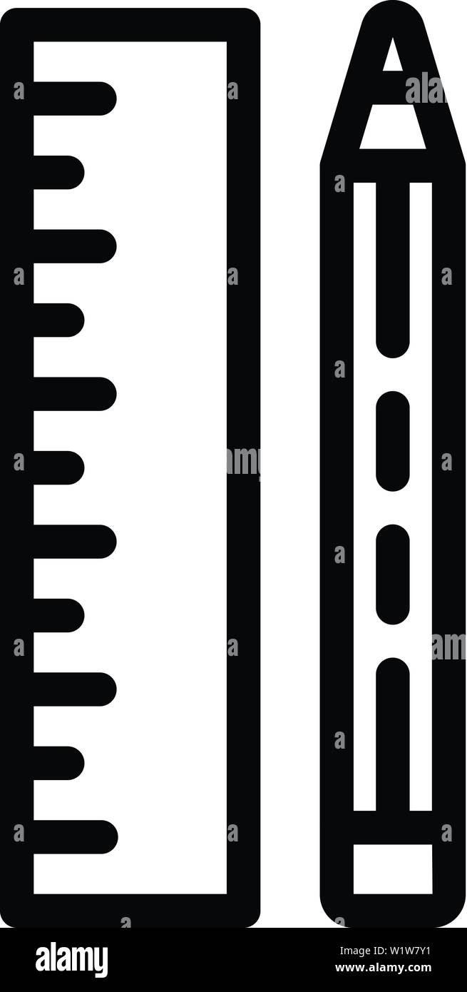 Ruler and pencil icon, outline style Stock Vector Image & Art - Alamy