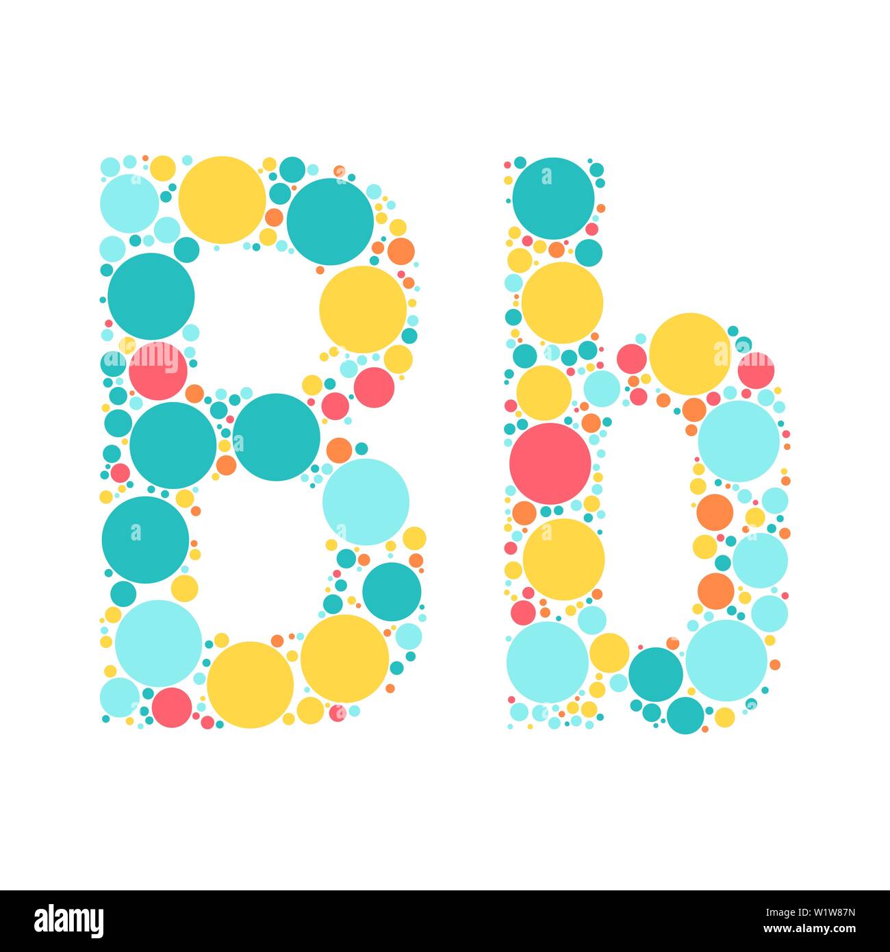A letter of the alphabet from colored circles laid out by a cheerful ...