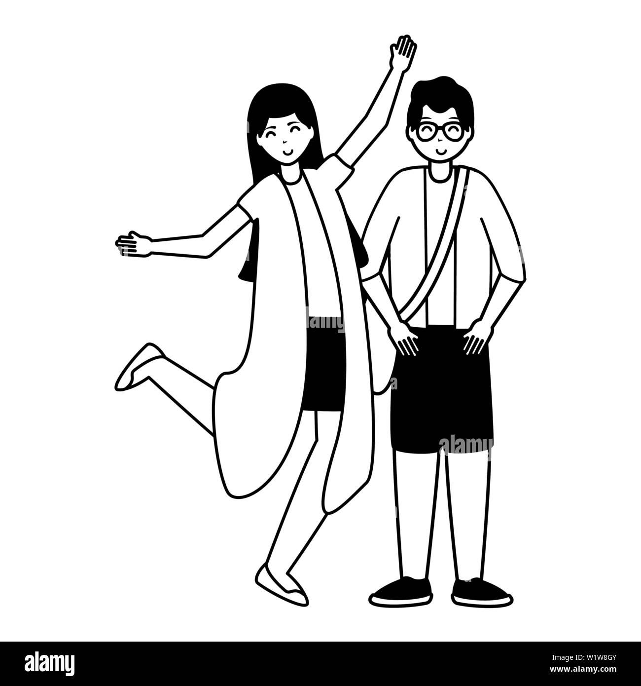 happy young people flat design Stock Vector Image & Art - Alamy