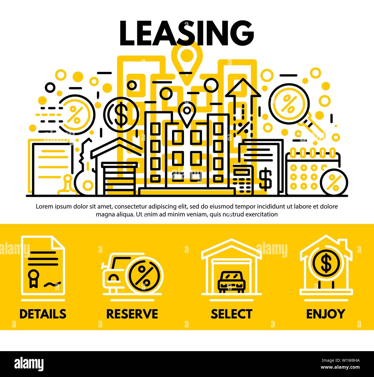 Lease contract concept background, outline style Stock Vector Image ...