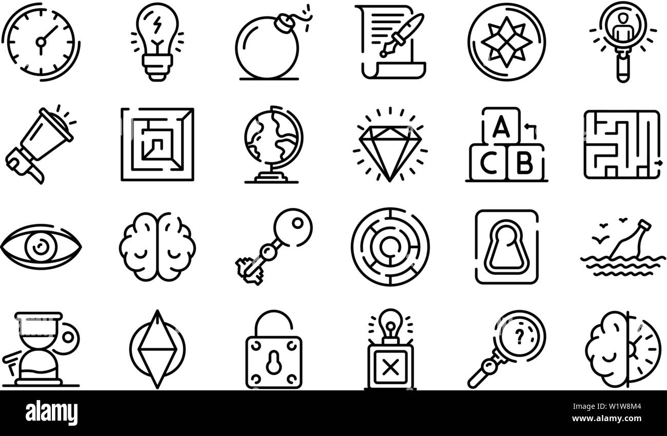 Quest puzzle icon outline Cut Out Stock Images & Pictures - Alamy