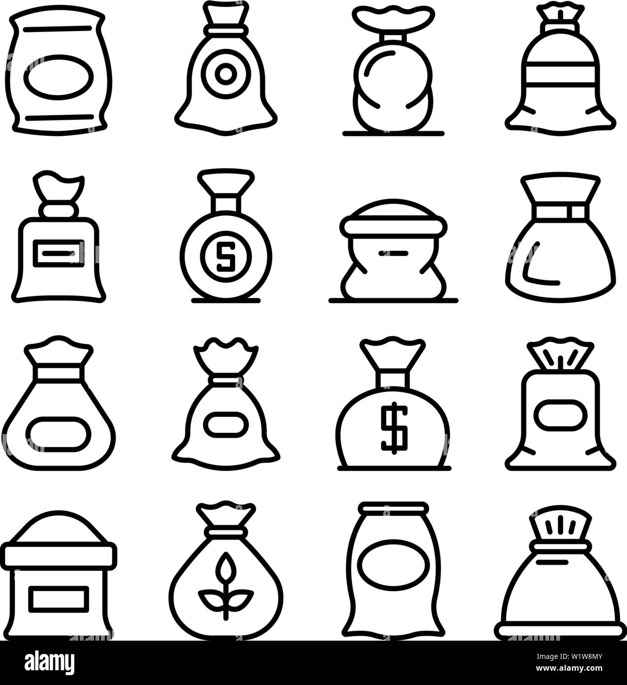 Sack icons set, outline style Stock Vector Image & Art - Alamy