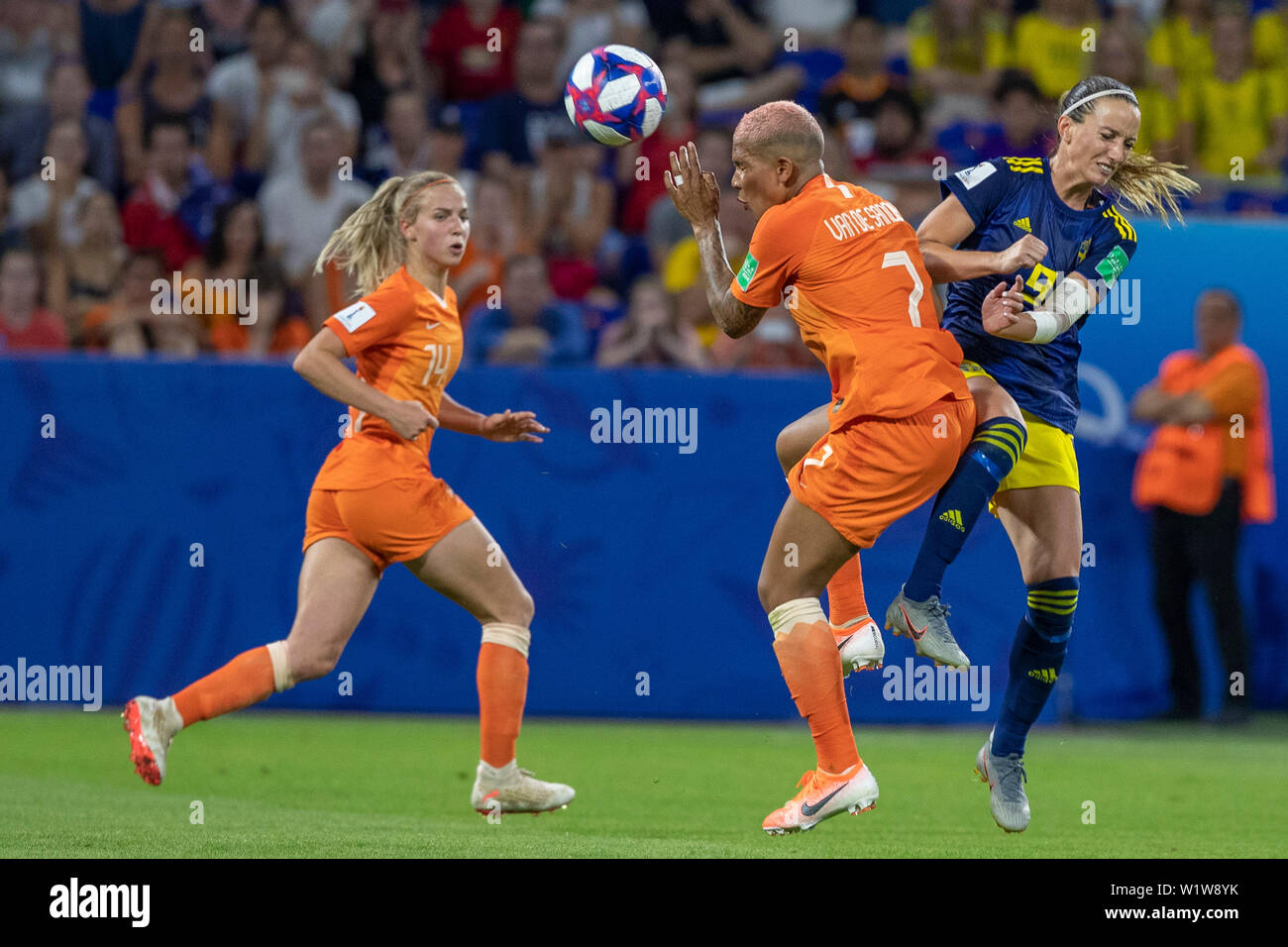 Lyon, France. 03rd July, 2019. Van de Sanden from Holland and Kosovare ...