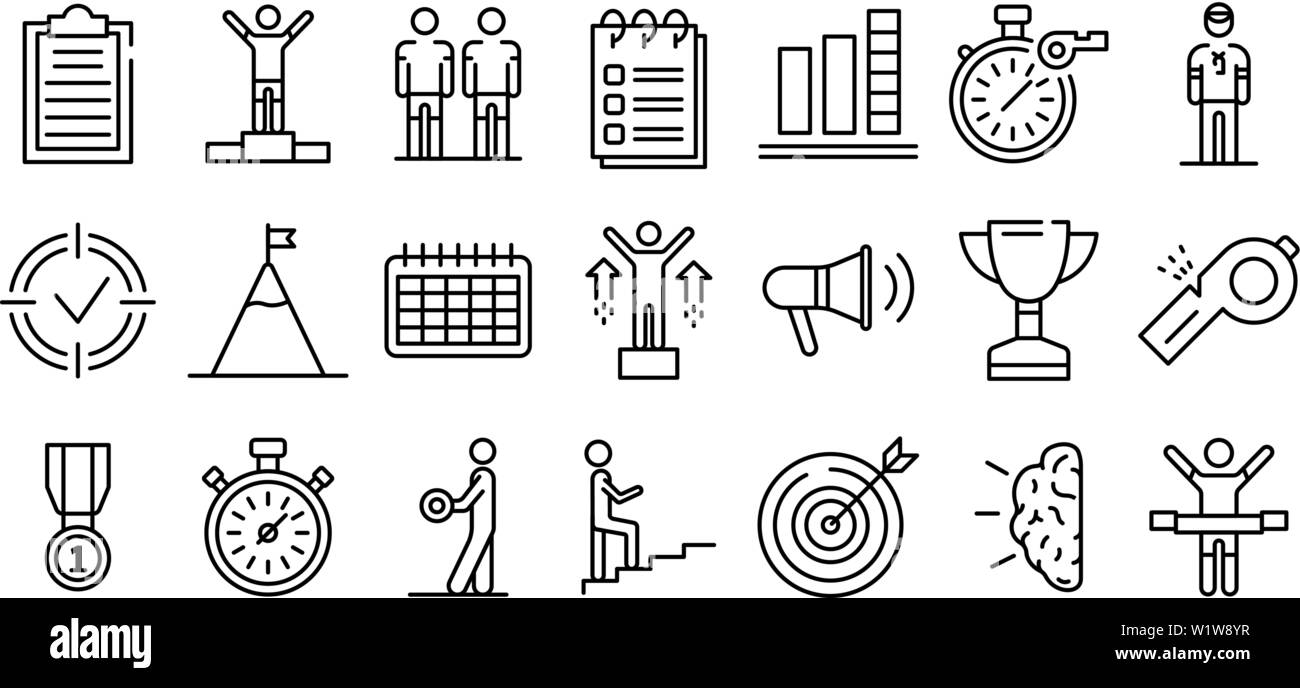 Coach icons set, outline style Stock Vector Image & Art - Alamy