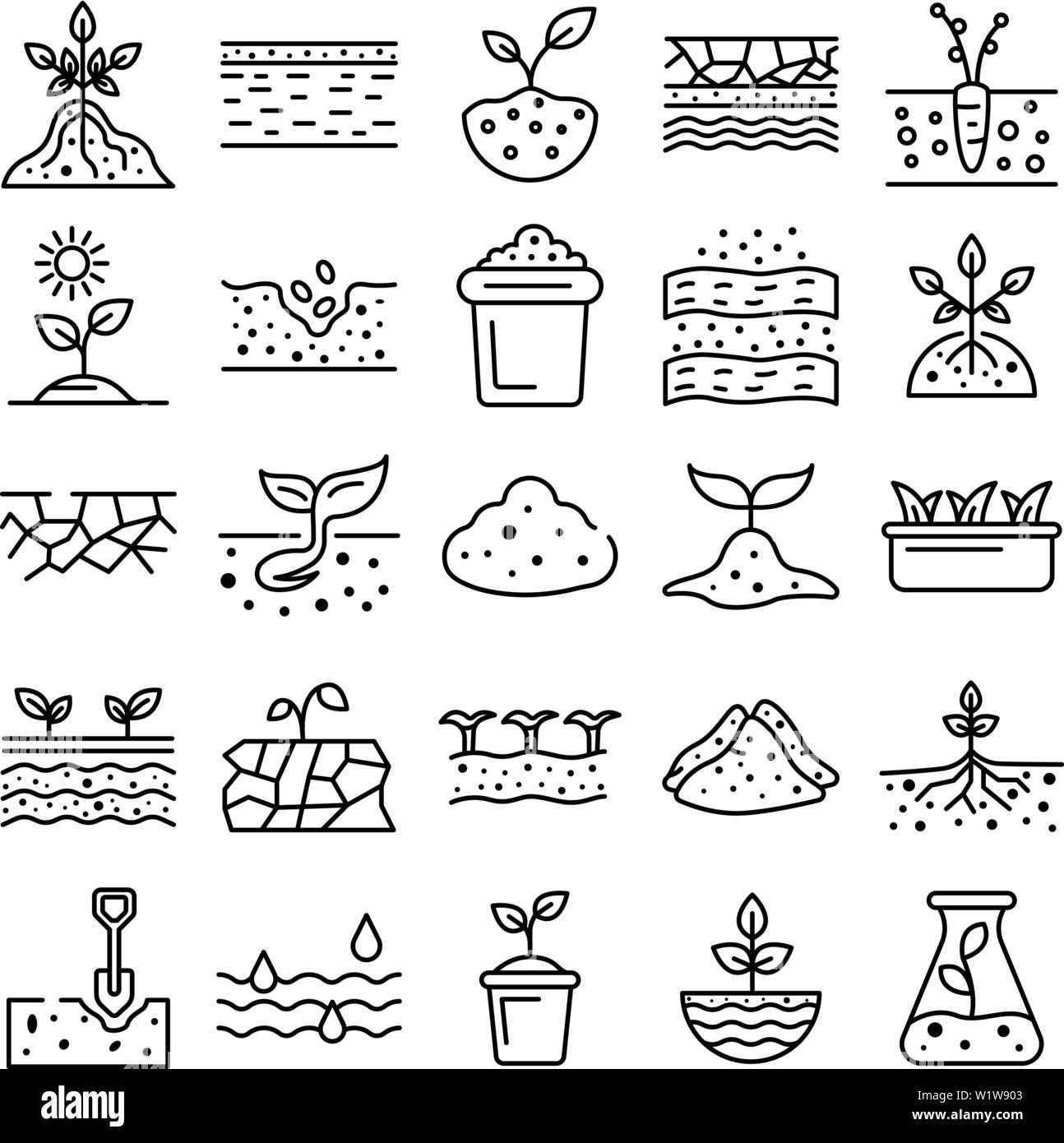 Soil ground icons set, outline style Stock Vector Image & Art - Alamy