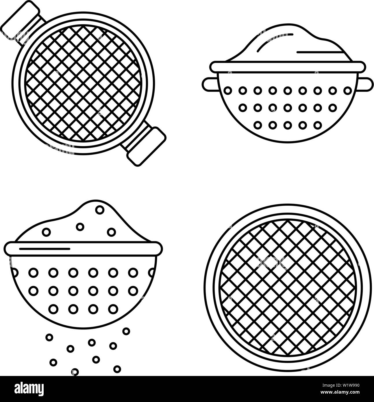 Sieve icons set, outline style Stock Vector Image & Art - Alamy