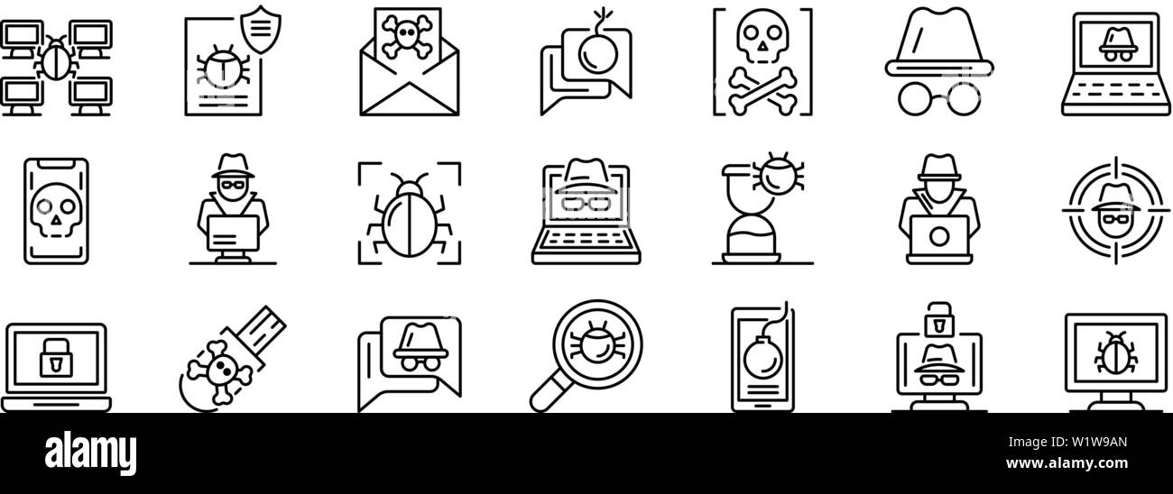 Hacker icons set, outline style Stock Vector Image & Art - Alamy