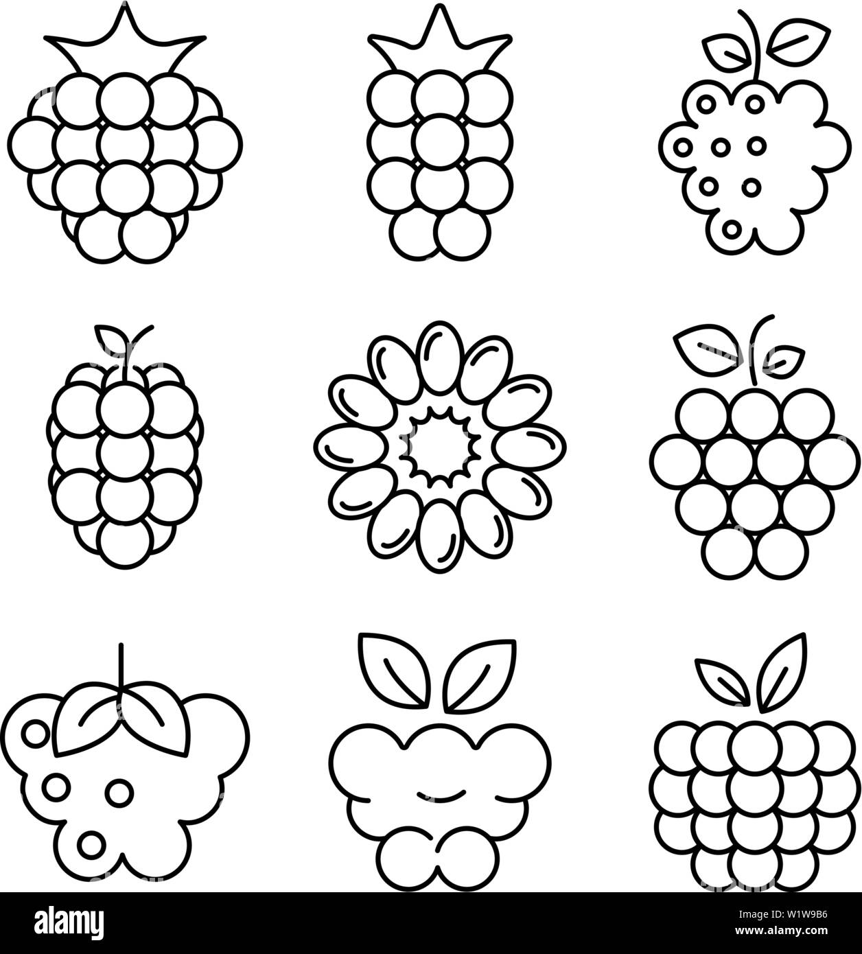 Raspberry icons set, outline style Stock Vector Image & Art - Alamy