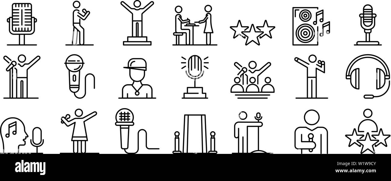 Singer icons set, outline style Stock Vector Image & Art - Alamy