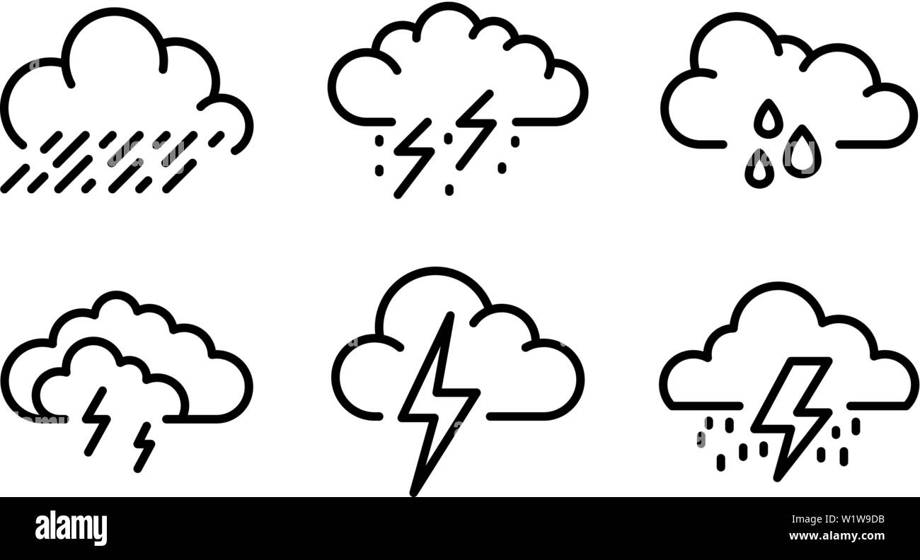 Thunderstorm icons set, outline style Stock Vector Image & Art - Alamy