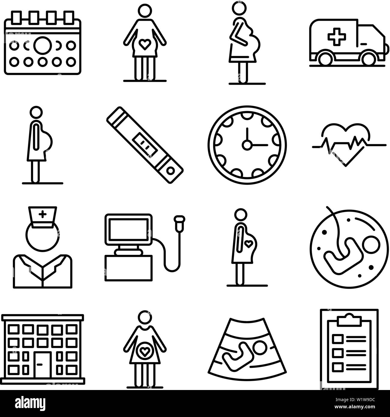 Pregnant icons set, outline style Stock Vector Image & Art - Alamy