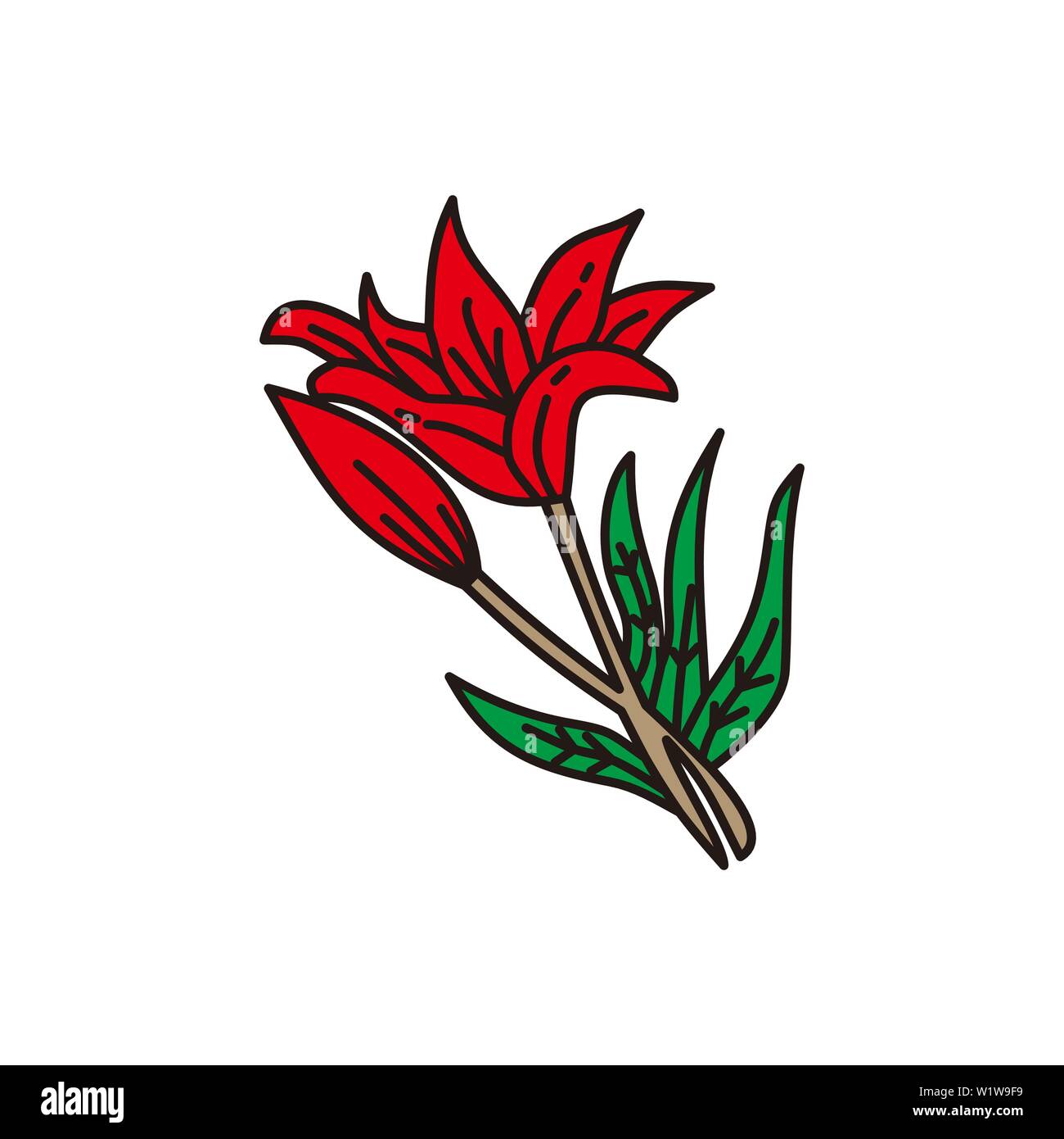 Flower Leaf Illustration Design Template Vector Linear Stock Vector ...