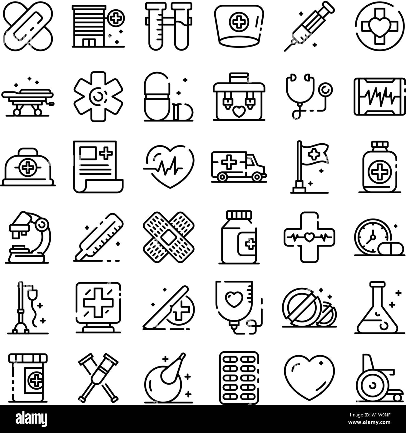 First medical aid icons set, outline style Stock Vector Image & Art - Alamy