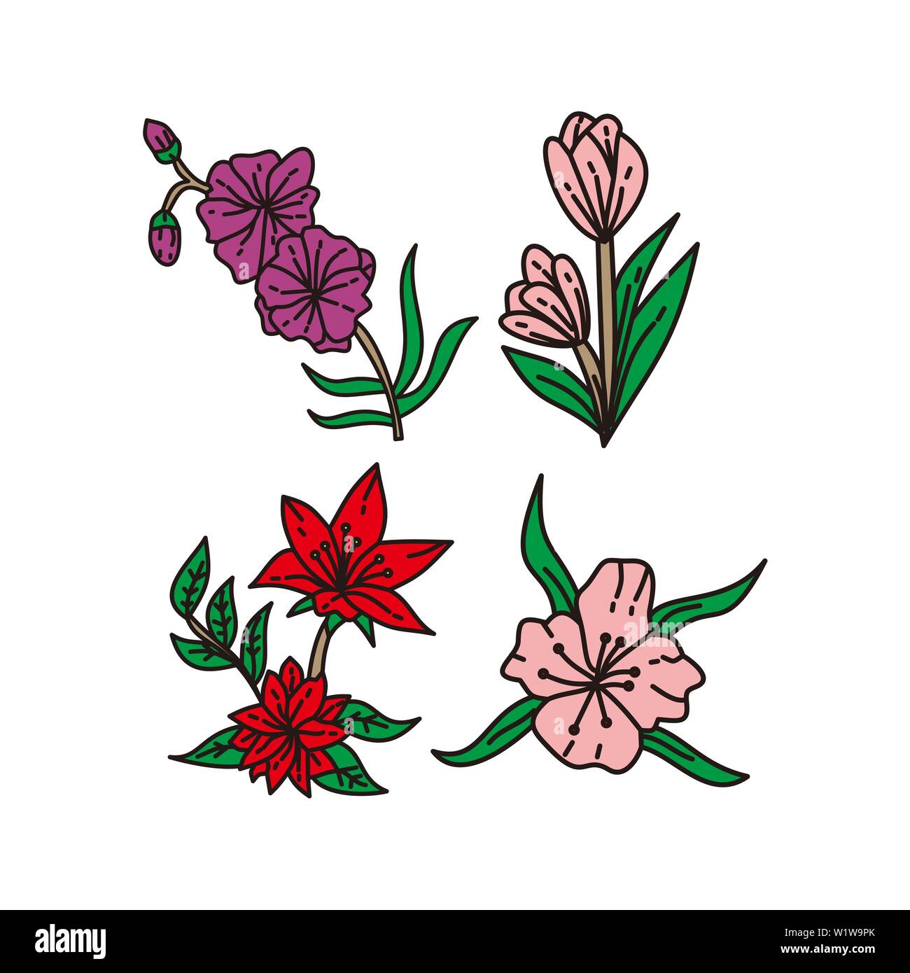 Flower Leaf Illustration Design Template Vector Linear Stock Vector ...