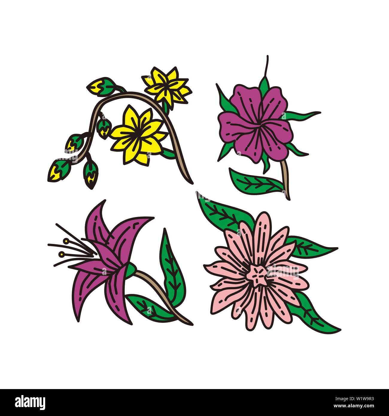 Flower Leaf Illustration Design Template Vector Linear Stock Vector ...