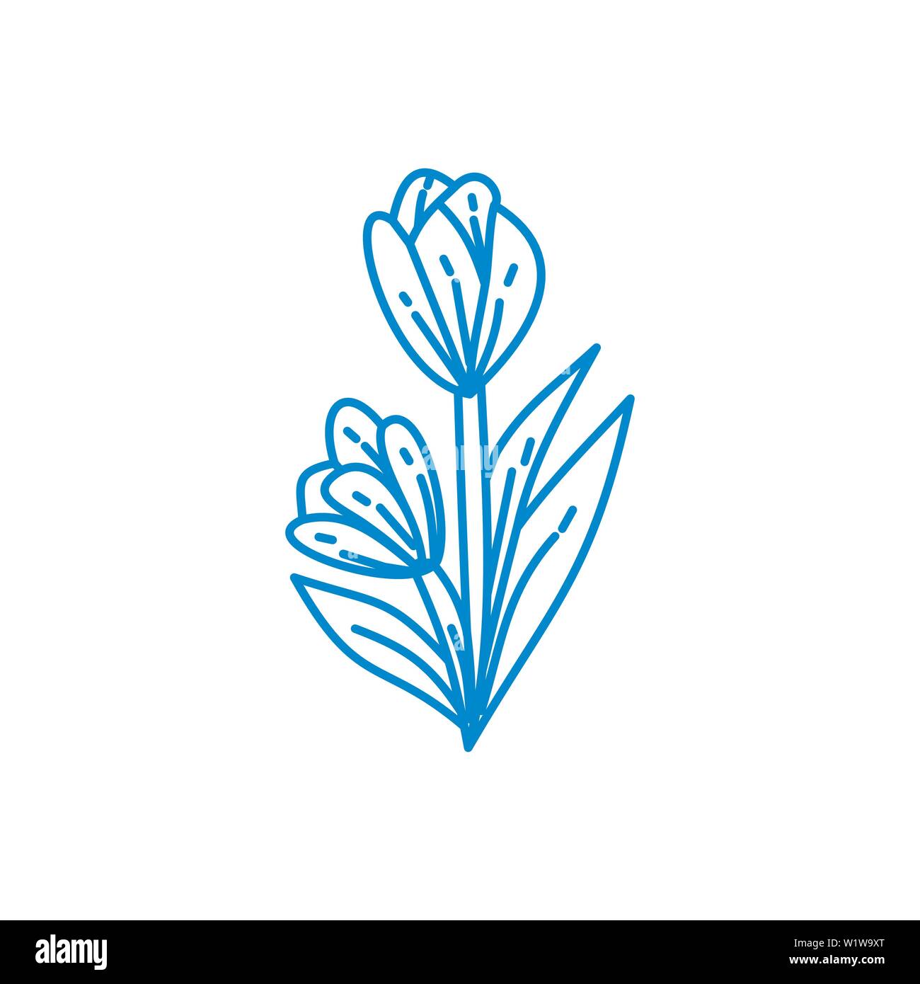 Flower Leaf Illustration Design Template Vector Linear Stock Vector ...