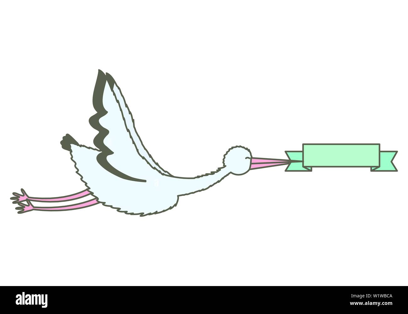 stork bird flying with ribbon frame vector illustration design Stock ...