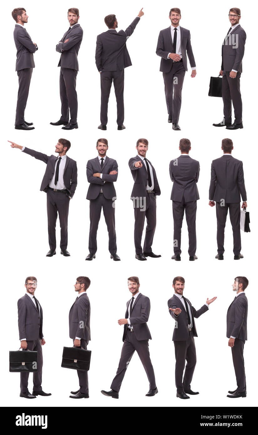 collage of photos of a successful businessman. isolated on white Stock ...
