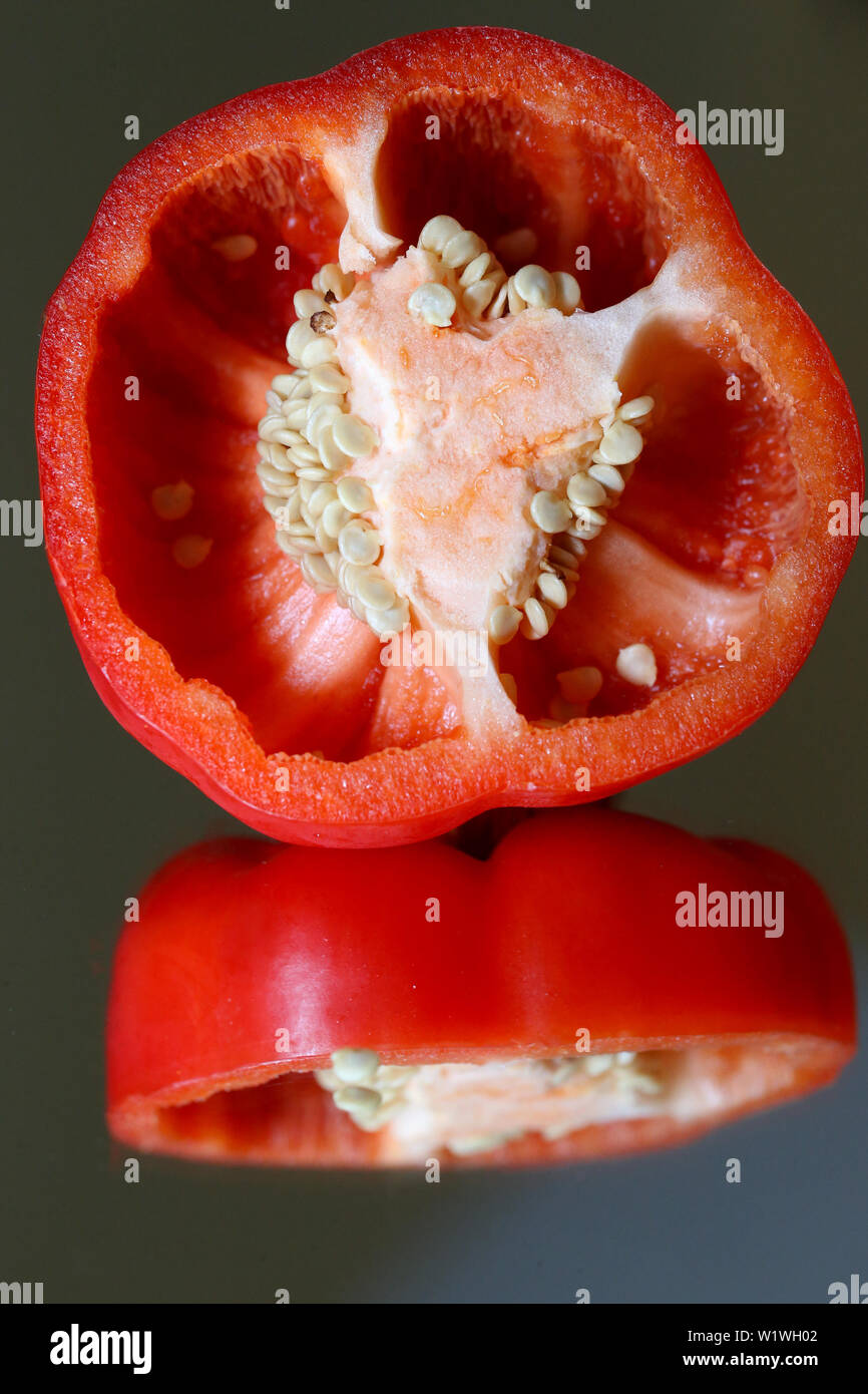 Red Peppers Macro with reflection Stock Photo - Alamy