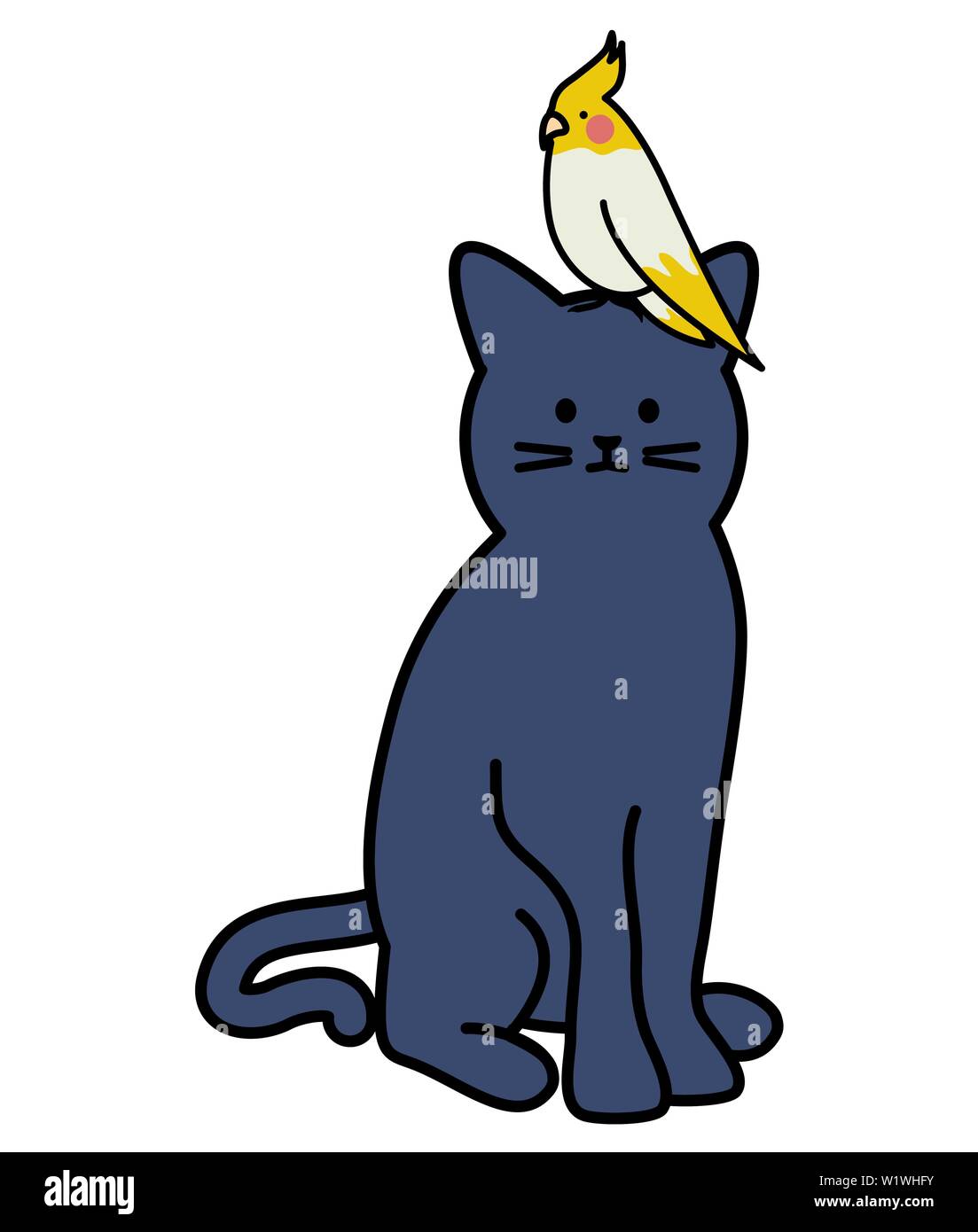 cute cat and bird mascots adorables characters vector illustration ...