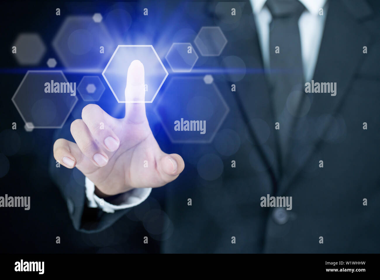 Hand press overlay businessman hi-res stock photography and images - Alamy
