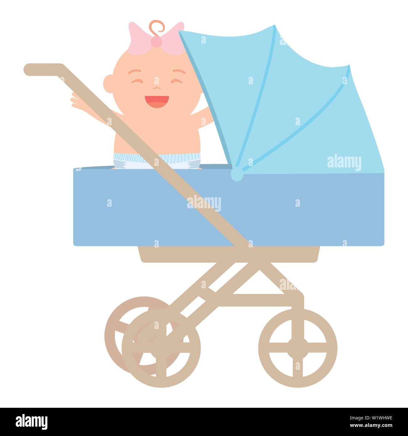 cute little baby girl in cart vector illustration design Stock Vector ...