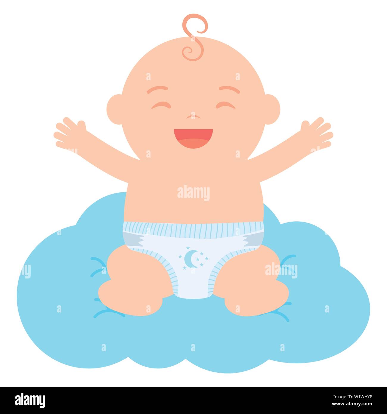 cute little baby boy floating in cloud vector illustration design Stock ...