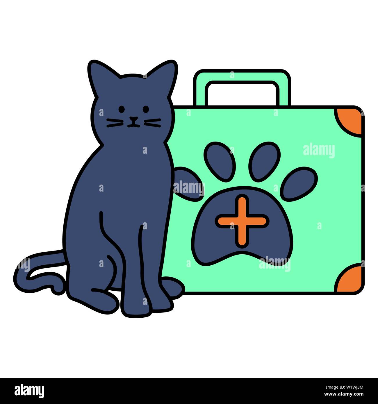 cute cat mascot with medical kit vector illustration design Stock ...