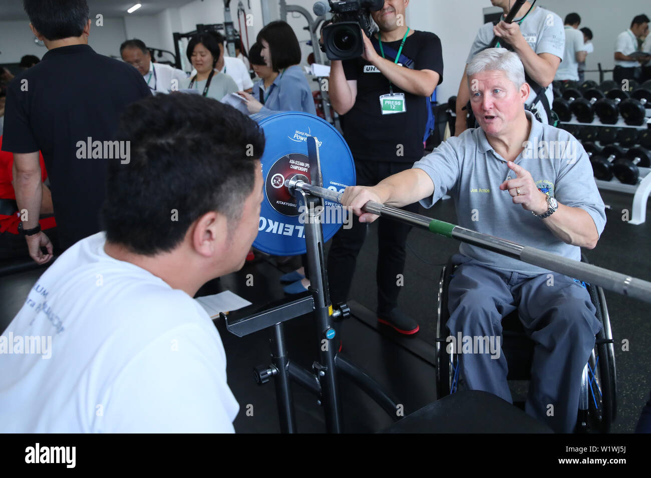 Tokyo, Japan. 3rd July, 2019. Jon Amos coach Para Powerlifting ...