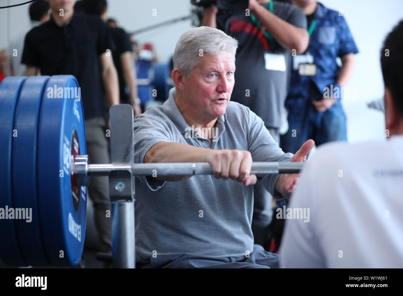 Tokyo, Japan. 3rd July, 2019. Jon Amos coach Para Powerlifting ...